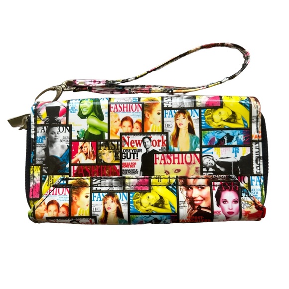 Bags | Magazine Wristlet Wallet With Gold Zippers Detachable Strap ...